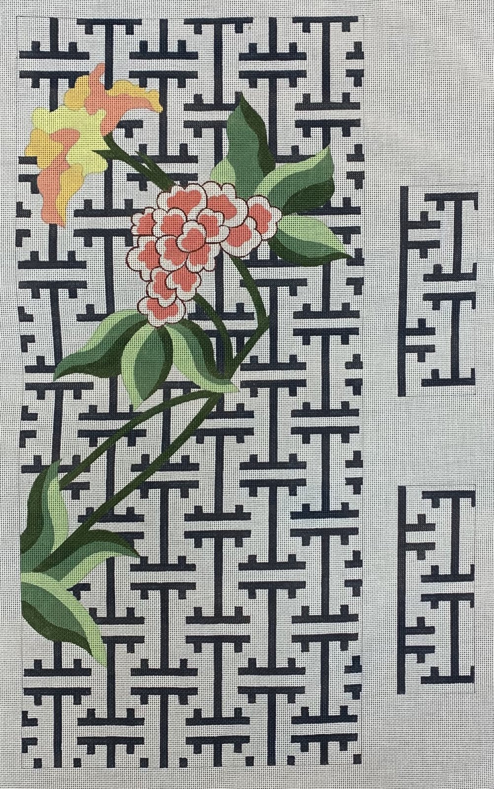 Lattice with Flowers - Navy Clutch – Labors of Love Needlepoint